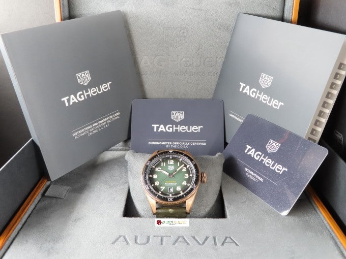 Tag Heuer Autavia Automatic Bronze Green Dial Ceramic Bezel 42 mm WBE5 ...